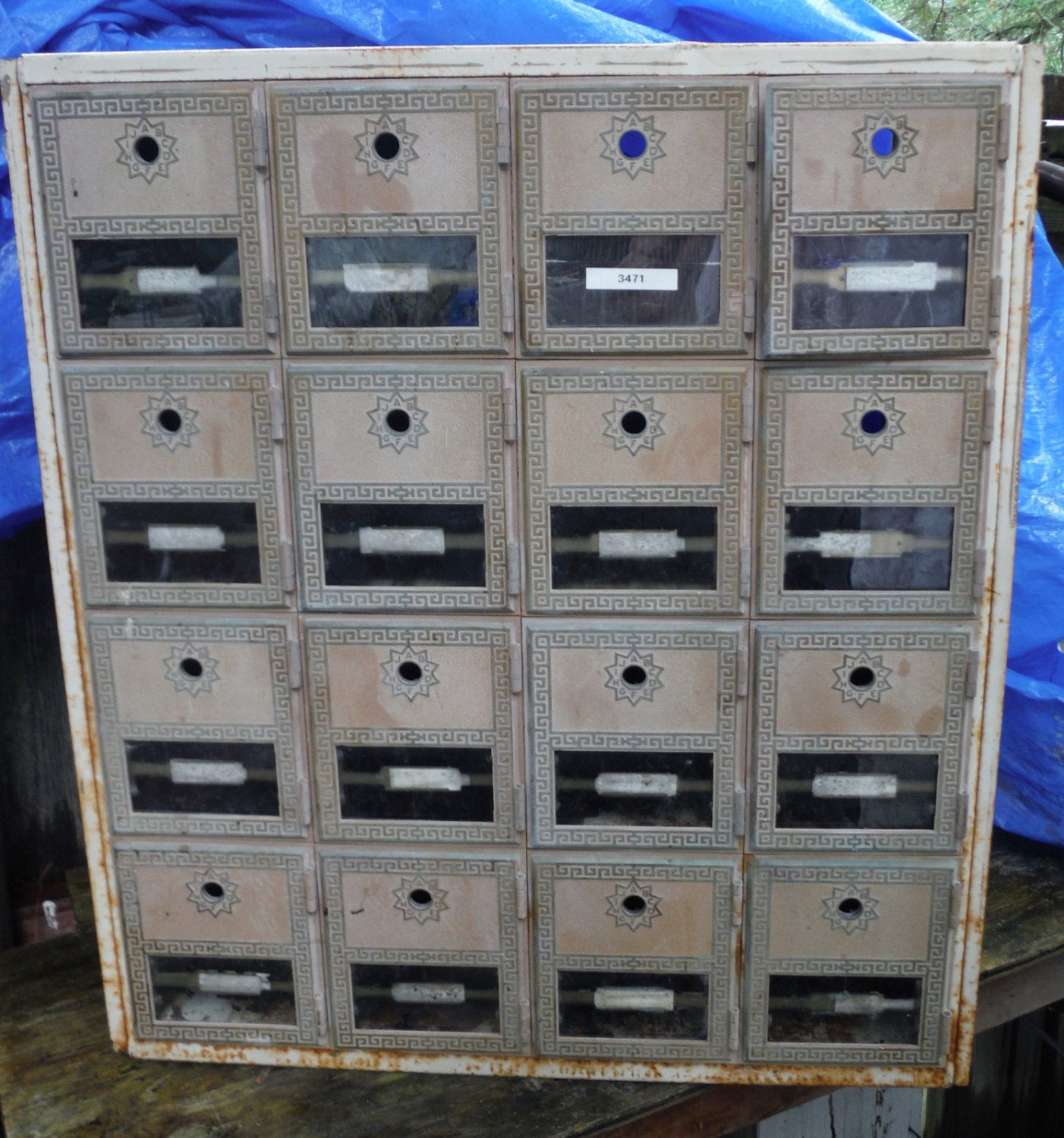 Antique Postal Office Box with 16 Brass Door Compartments – Haute Juice