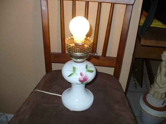 Pink Rose Milk Glass Lamp By Pioneerfundraiser On Etsy