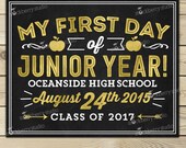 Items similar to First Day of Junior Year Sign Printable - 1st Day of ...