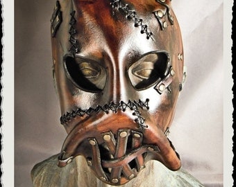 Wooden leather mask by ILeatherCraft on Etsy