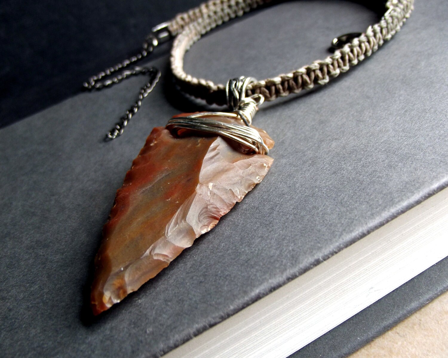 Men's Arrowhead Necklace: Ombre Khaki Tan by SherryKayDesigns