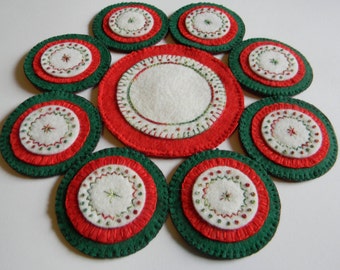 Items similar to Candy Corn Candle Mat, Penny Rug, Wool Felt, Applique ...