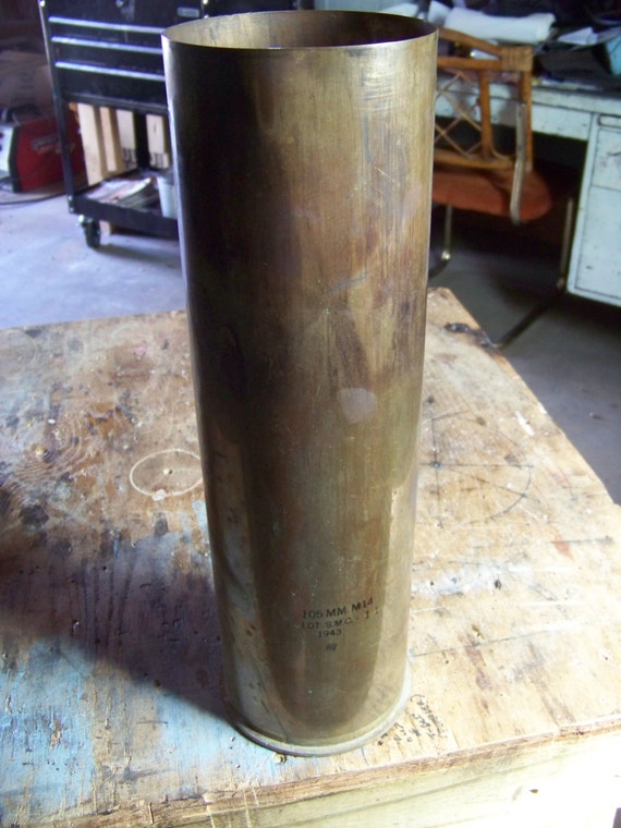 105 MM artillery shell casing dated 1943 good by copperclockmaker