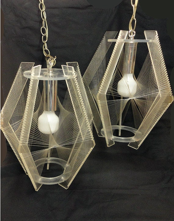 RESERVED FOR MAXX Vintage Lucite String Lamps Mid Century
