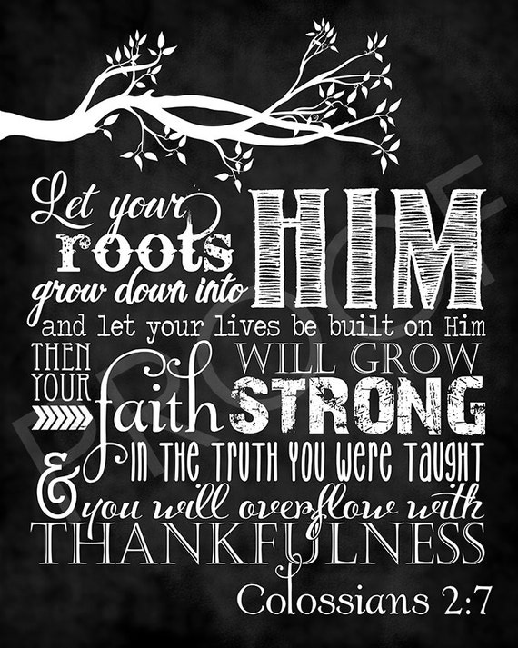 Scripture Art Colossians 2:7 Chalkboard Style