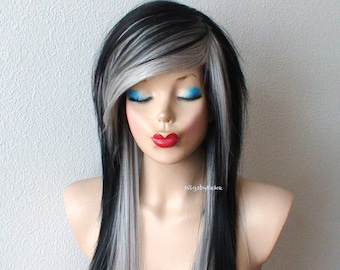 Emo wig. Scene wig. Black /Wine red scene hairstyle wig. . Emo