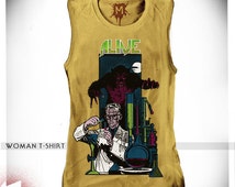 MAD SCIENTIST vintage yellow T-shirt, Horror man t-shirt, vintage tee ...