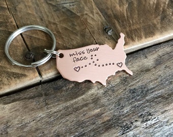 State keychain Long distance relationship keychain USA with