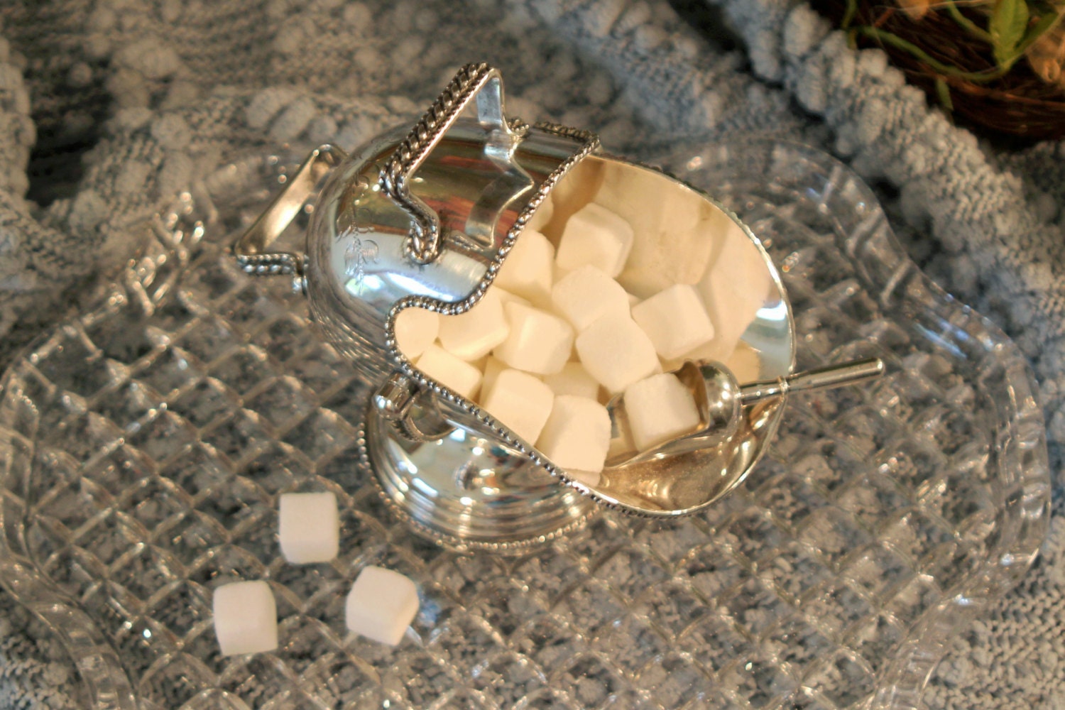 English Silver Plate Sugar Scuttle with Scoop – Hand Engraved Sugar ...