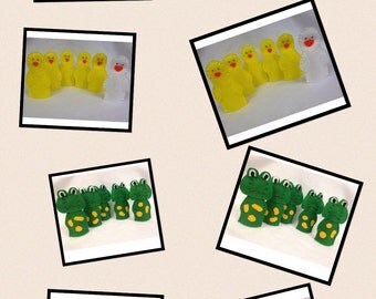 5 little ducks plus mother duck finger puppets