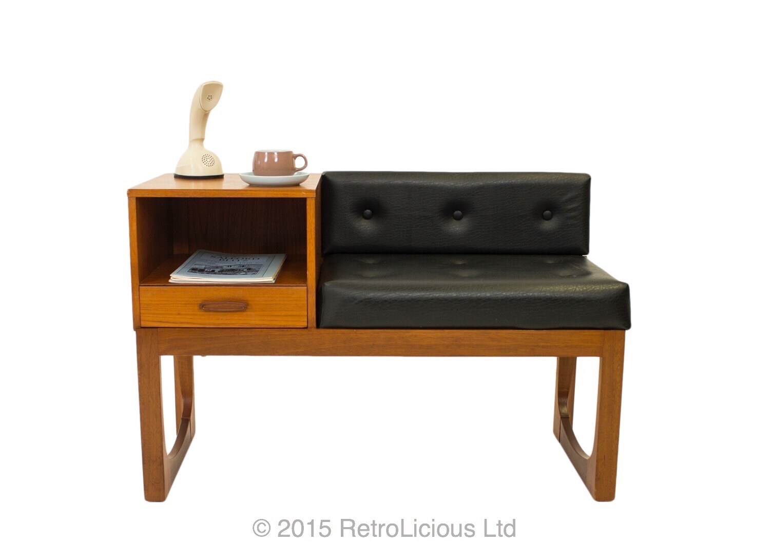 Remploy Teak Telephone Table Black Vinyl 1960s Retro Vintage G Plan Era ...