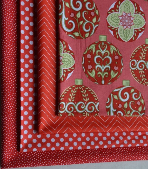 Christmas Fabric Fat Quarter Bundle 4 Fat Quarters By Christmasjul