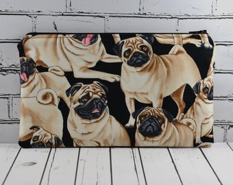 pug pencil case funny black pug toiletry cosmetic pouch gift