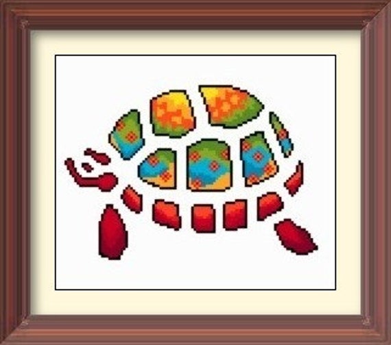 Turtle in Bright Colors Modern Colorful Counted by ArtbyMariana