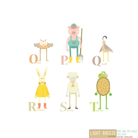 Animal ABC Digital Clipart & Vector Set Instant Download