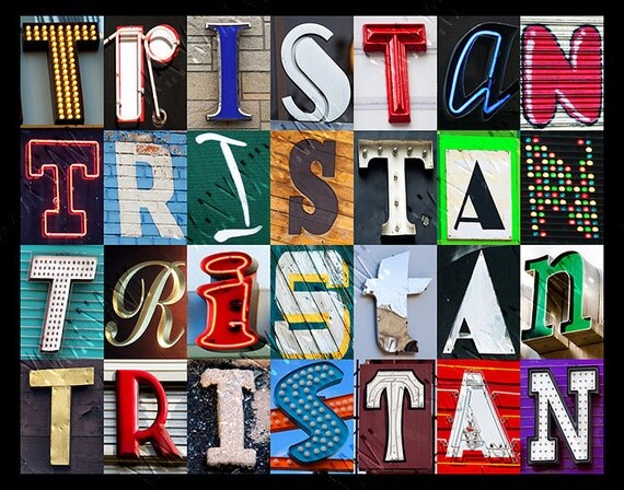 Personalized Poster featuring TRISTAN in photos of alphabet