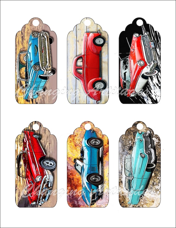 Items similar to CLASSIC CARS BOOKMARKS and or Gift Tags Instant ...