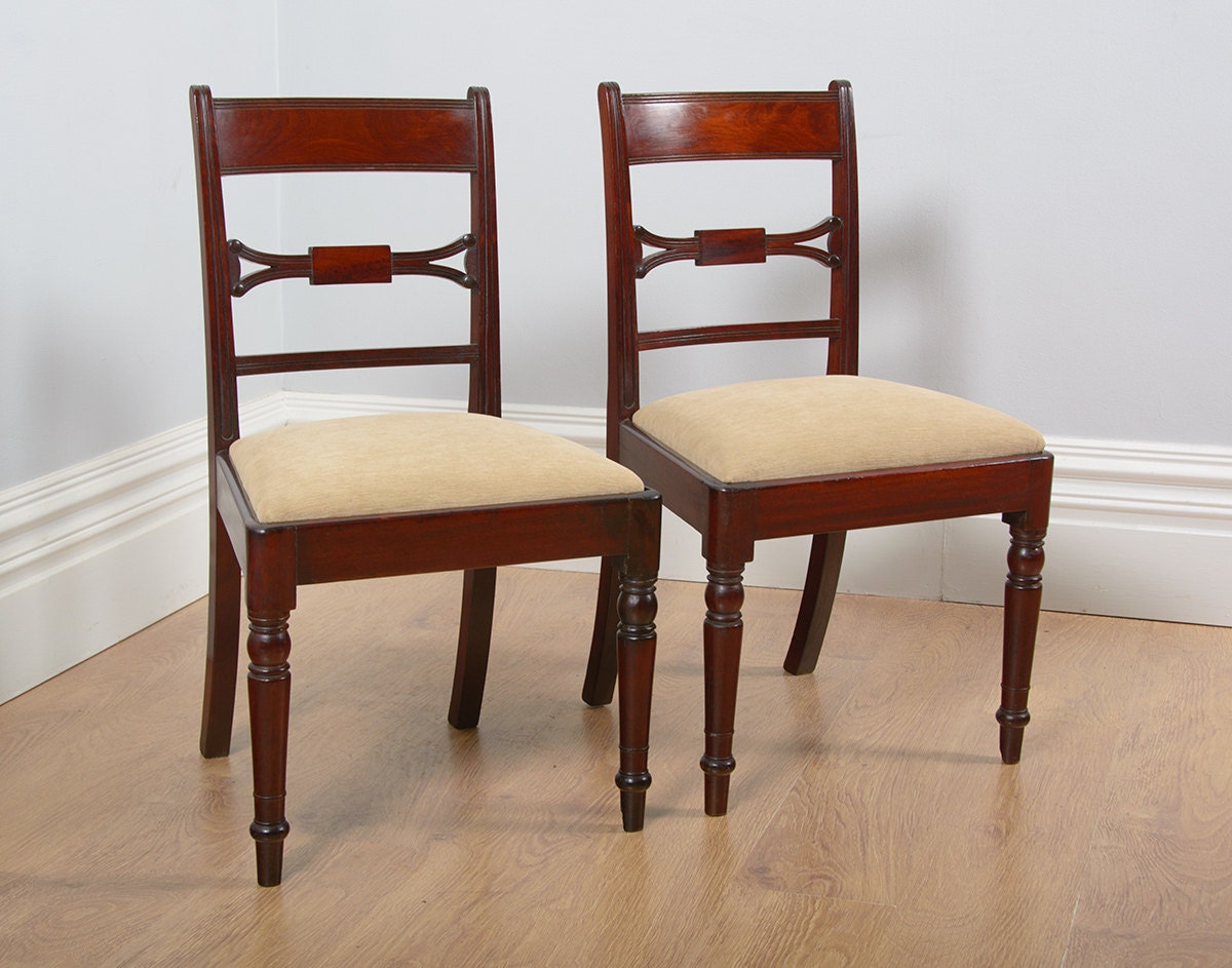 Antique Pair of English Regency Mahogany Bar Back Dining Chairs (Circa ...
