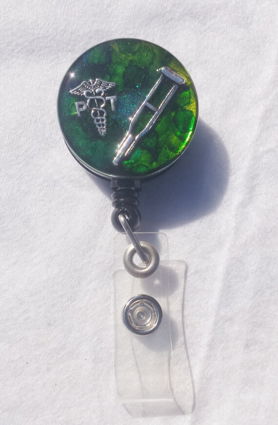 Physiotherapy or physical therapist caduceus name badge holder