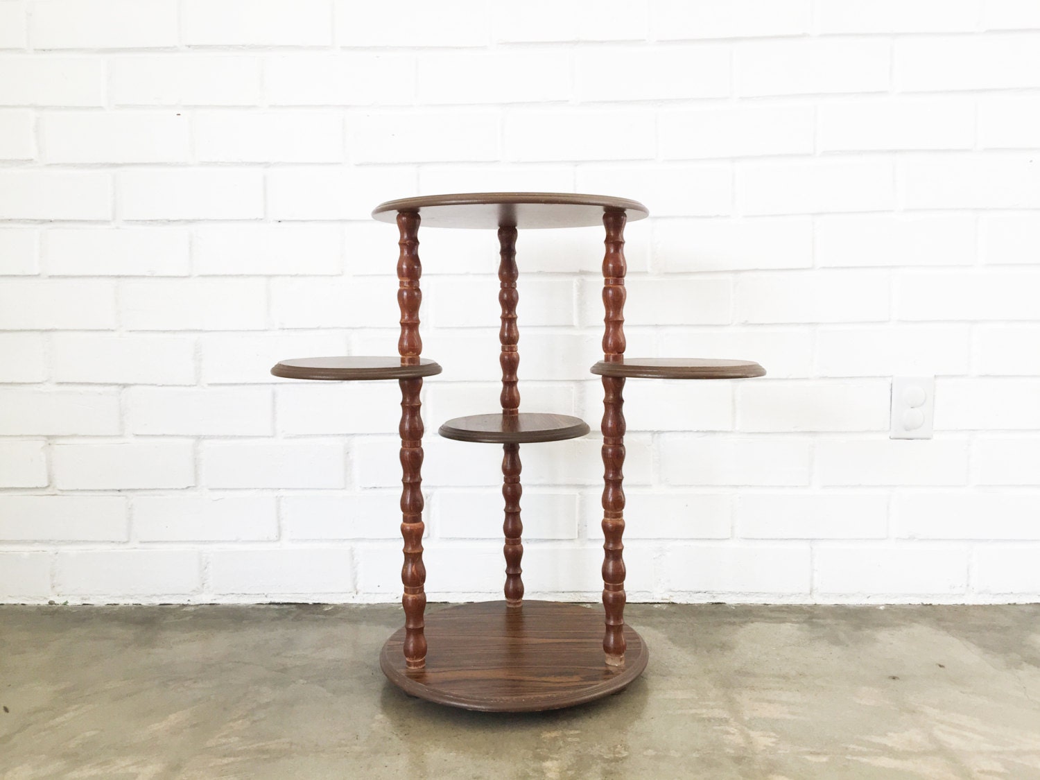 VIntage Tiered Round Side Table – Wood Circle Display Table – Haute Juice