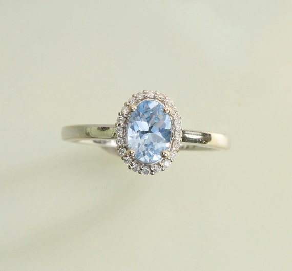 Ice Blue Sapphire Engagement Ring in 14k White by PristineJewelry