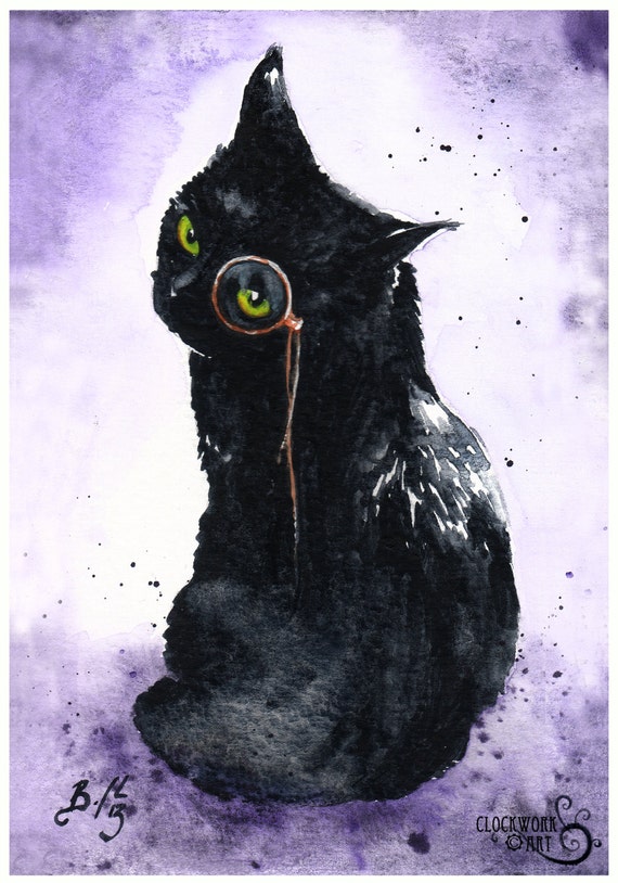Dapper is as Dapper Does: Fine Art Watercolour Black Cat Print
