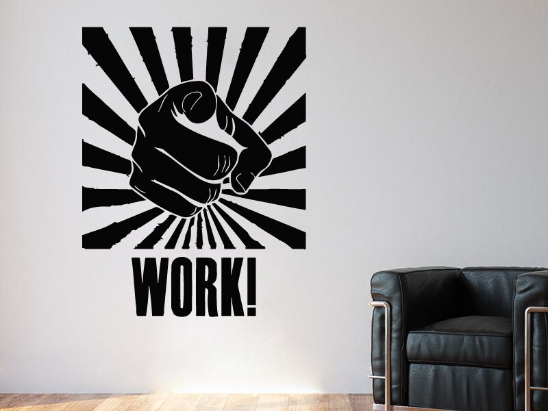 Wall Decals Quote Motivation Work Decal Hand Pointer Vinyl