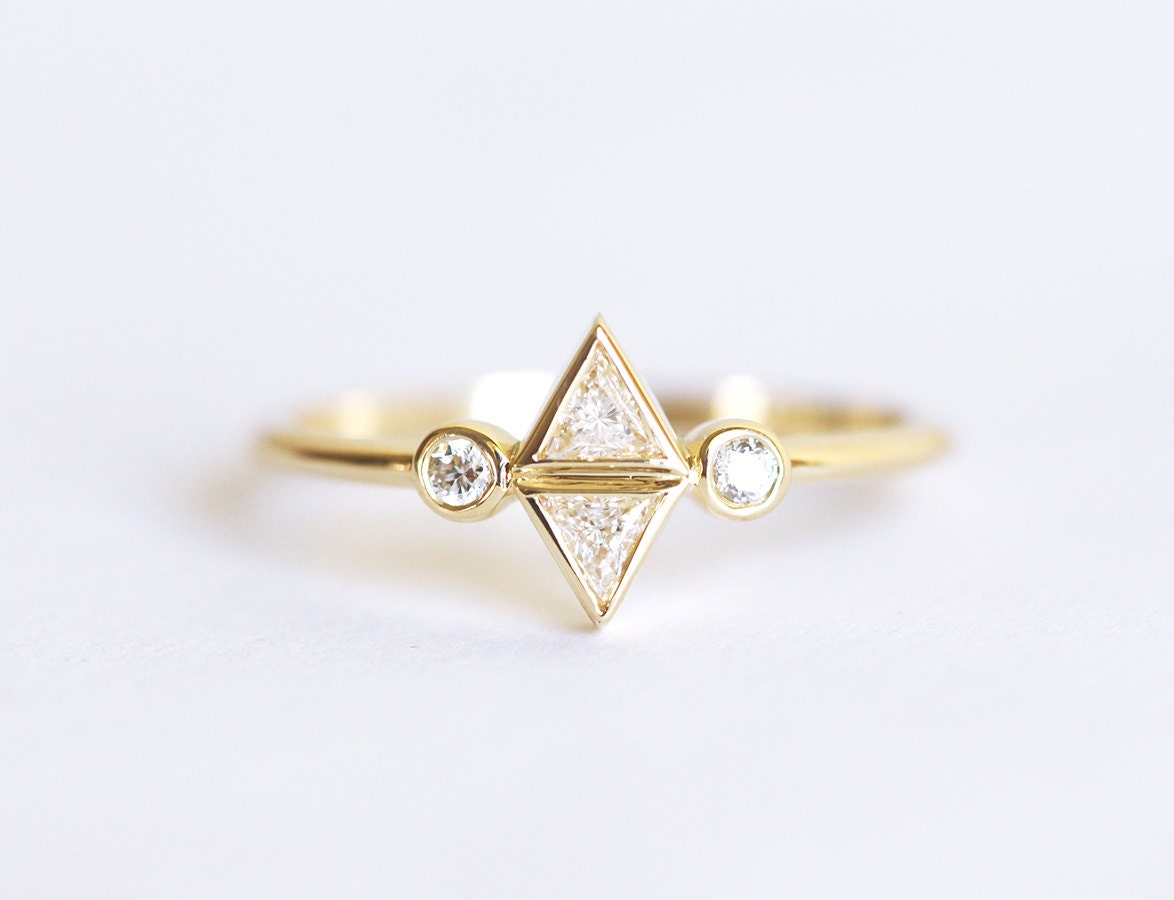 Diamond Trillion Ring Trillion Engagement Ring Unique