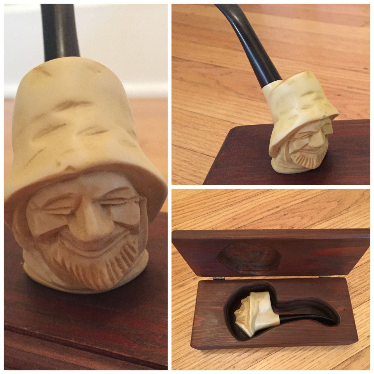 Vintage Carved Fisherman Head Smoke Pipe, Made In Eugene, Oregon By The ...
