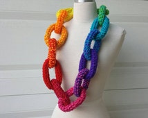 Unique knit chain scarf related items | Etsy