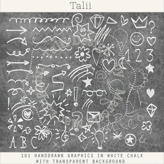 Chalkboard Doodles Clip Art 101 WHITE CHALK DOODLES 3