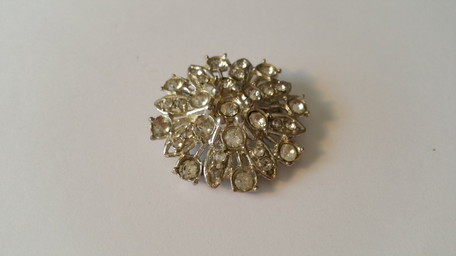 Vintage Silver Circle Pin with Clear Rhinestones Pin Brooch – Haute Juice