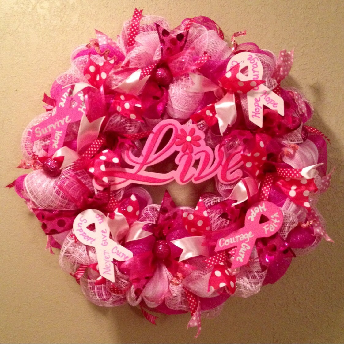 Breast cancer awareness wreath pink ribbon wreath breast