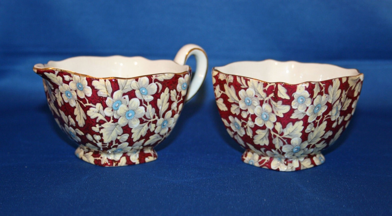Vintage Lord Nelson Ware Royal Brocade Chintz Square Open Sugar Bowl ...