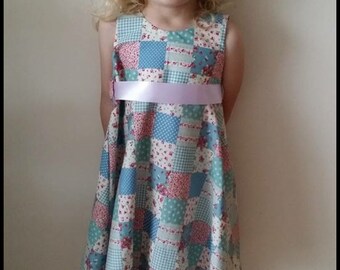 Items similar to Spring Apple Flower Girl Patchwork Dress Girls size 2 ...