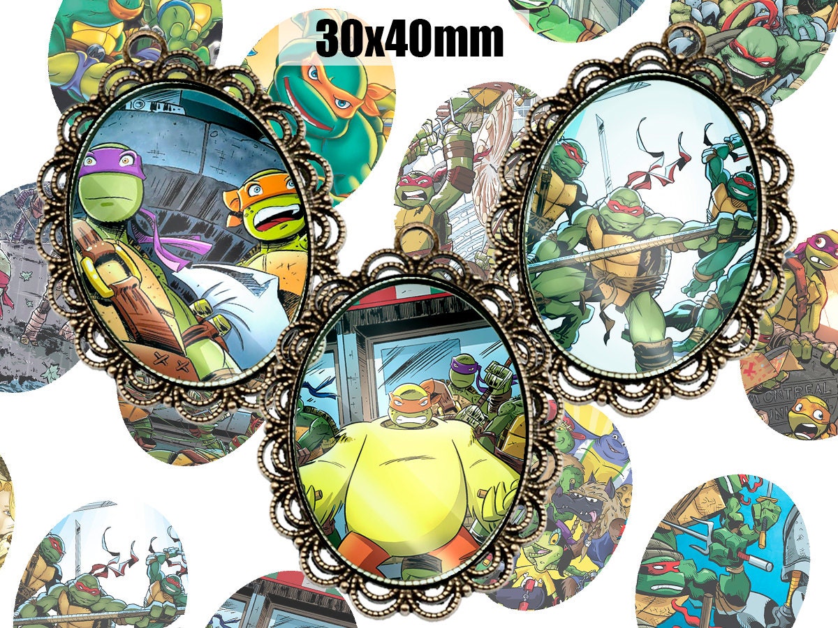 Digital Collage Sheet Teenage Mutant Ninja Turtles Oval