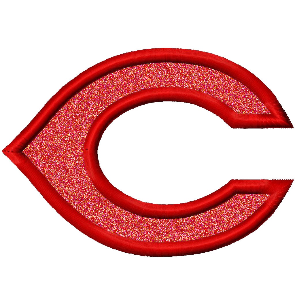 C Applique Embroidery Design 4x4 5x7 6x10 Reds Cincinnati