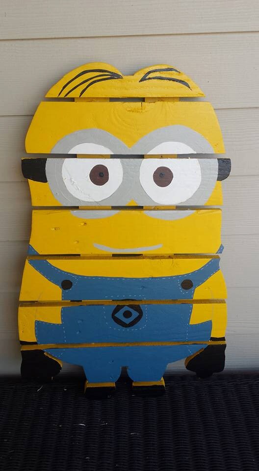 Minion sign made from reclaimed lumber hand painted