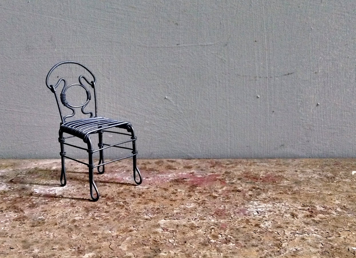 Vintage Metal Chair Wire Sculpture Collectible Miniature Furniture ...
