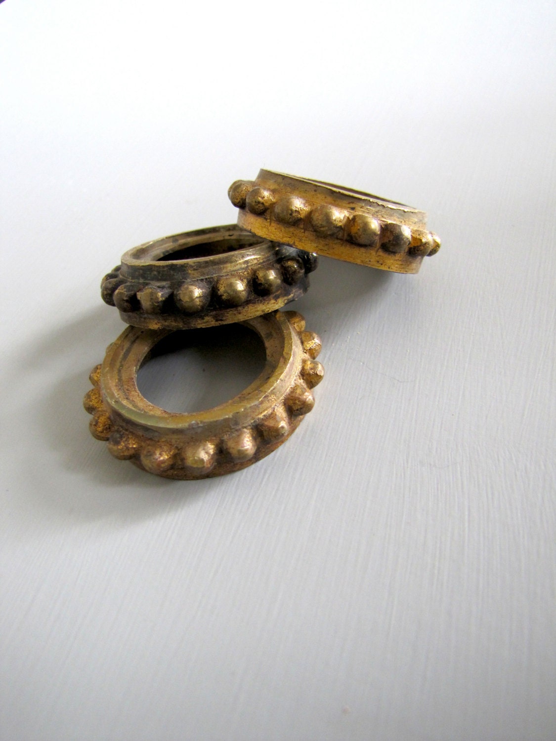ANTIQUE CASTER RINGS, Sun Shaped Gold Ormolu Bronze Fittings, Antique ...