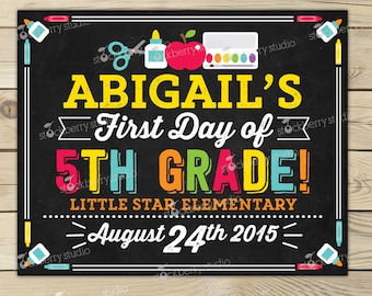 First Day of Grade One Sign Printable 1st Day by stockberrystudio