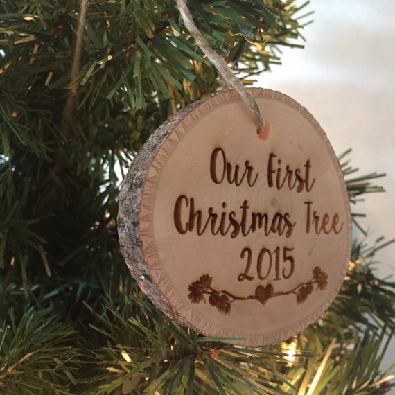 Our First Christmas Tree Ornament Tree Slice by GetHungUp on Etsy