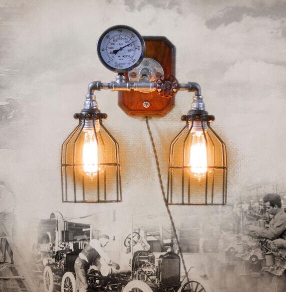 Steampunk'd Wall Sconce Lighting Industrial Art by MasterGreig