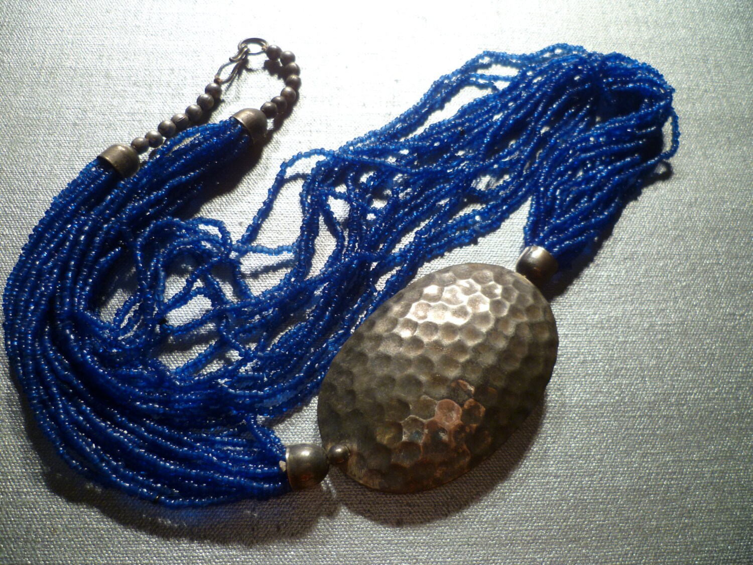 Vintage Stylish Multi Strand Blue Glass Bead Necklace Haute Juice