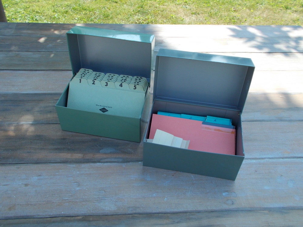 Vintage Set of Two Small Index Card File Boxes at Ancient of Daze ...
