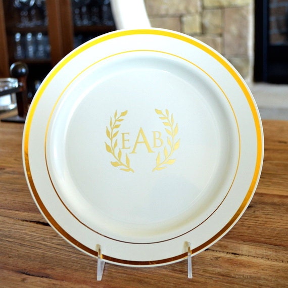 Items similar to Personalized Monogram Premium Plastic Plates with ...