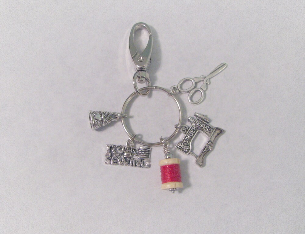 I HEART SEWING Unique Love To Sew Key Chain Purse Charms