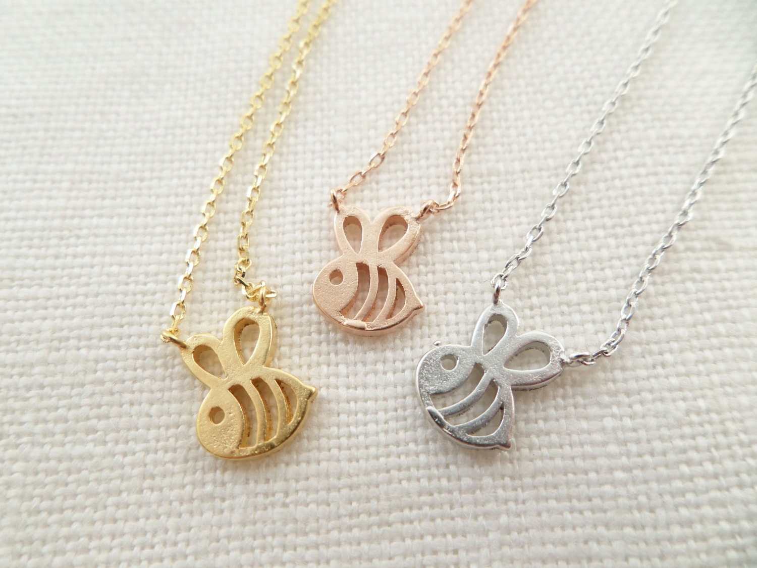 Teeny Tiny Honey Bee Necklace Bumble Bee necklace Gold