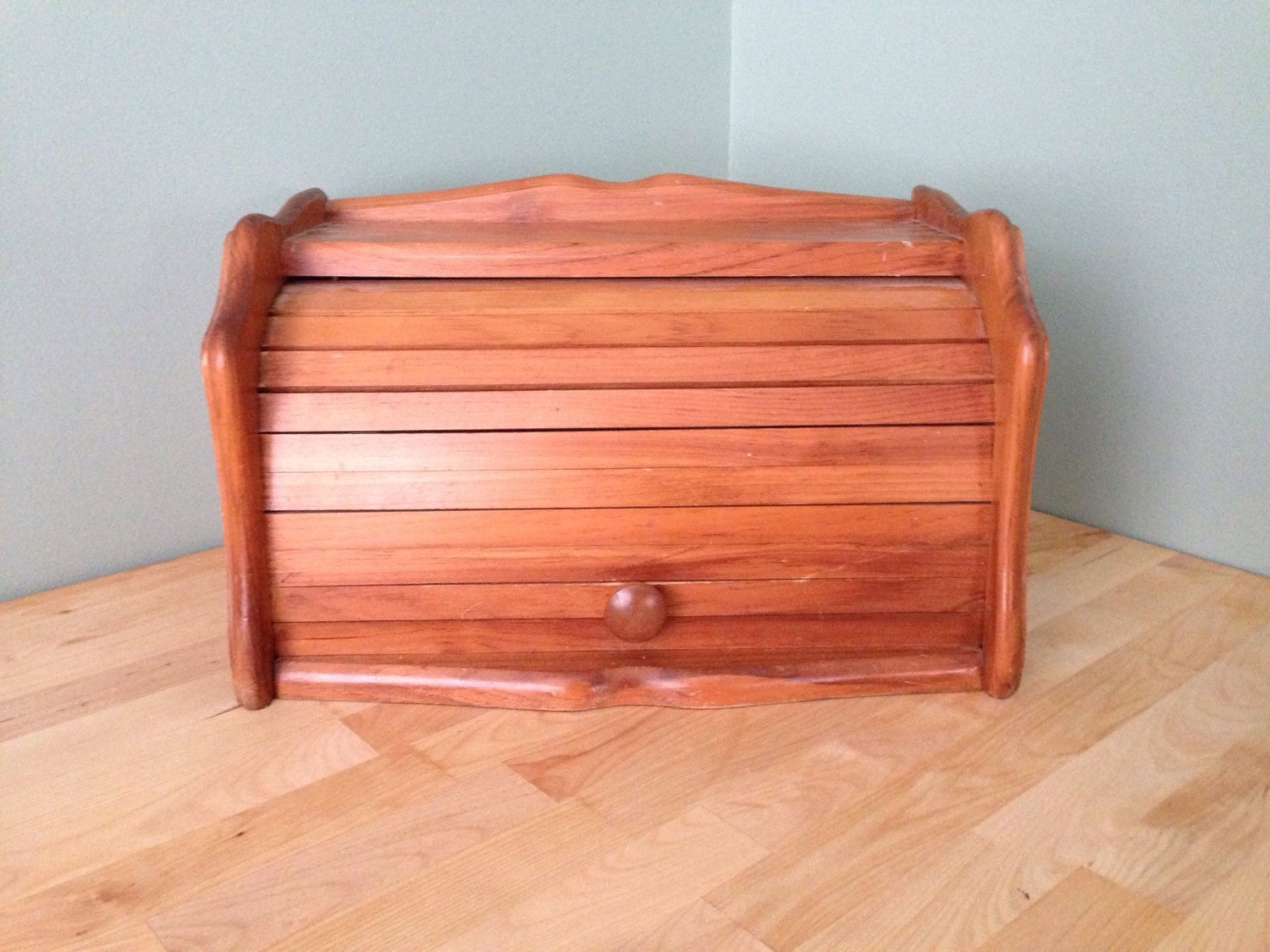 Vintage Wood Bread Box – Front Pull Down Door – Storage – Kitchen Decor ...