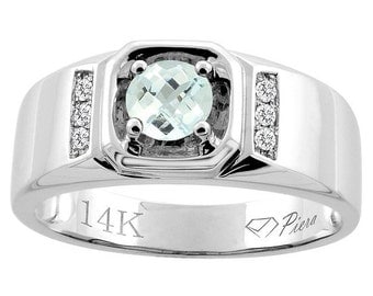 Men aquamarine ring | Etsy
